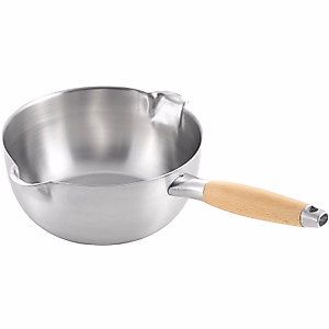 Yoshikawa PD3007 Stainless Steel Dripless Pourer, Snow Flat Pot, One Hand Pot, 7.9 inches (20 cm), 6.1 gal (2.3 L), For Both Induction and Gas Fires, Made in Japan