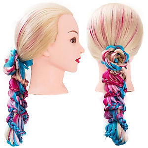 Stancia Mannequin Head with Hair,24"-26" Hair Styling Training Head, Manikin Cosmetology Doll Head, Synthetic Fiber Hair, Hairdressing, Training Model Head with Stand (Colored)