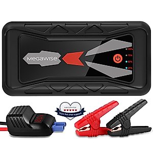 MEGAWISE 1500A Peak 16800mAh Car Battery Jump Starter Booster (up to 7L Gas or 5L Diesel Engines), 12V Portable Power with Dual USB Outputs & Flashlight 2023 Upgraded Extremely Safe