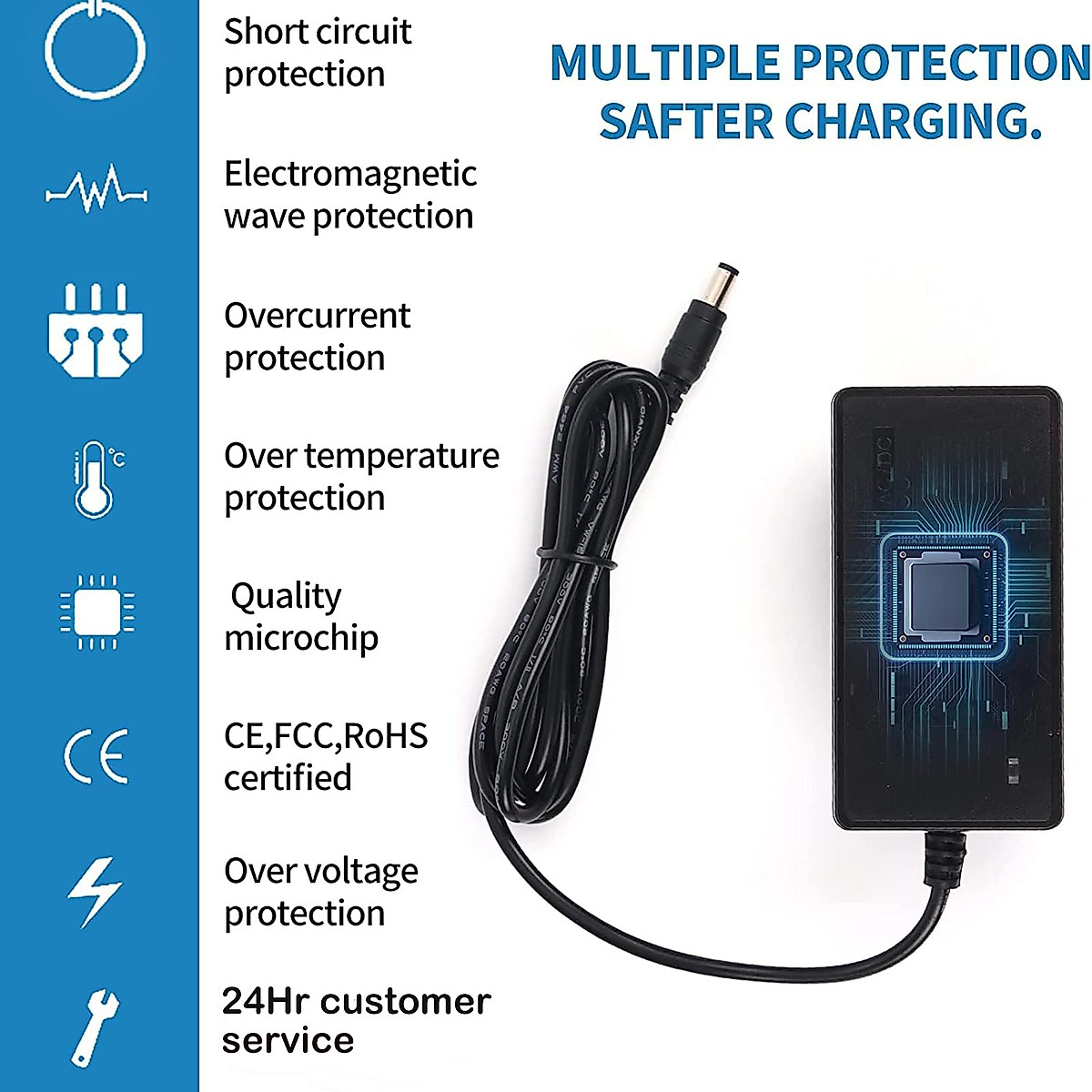24V 3A Power Supply Adapter,100-240V AC to DC 24Volt 3A 72W Power AC/DC Adapter 5.5mm x 2.1mm DC Output Jack DC Power Supply Wall Plug for 5050 3528 LED Strip Light LED Driver CCTV Security System