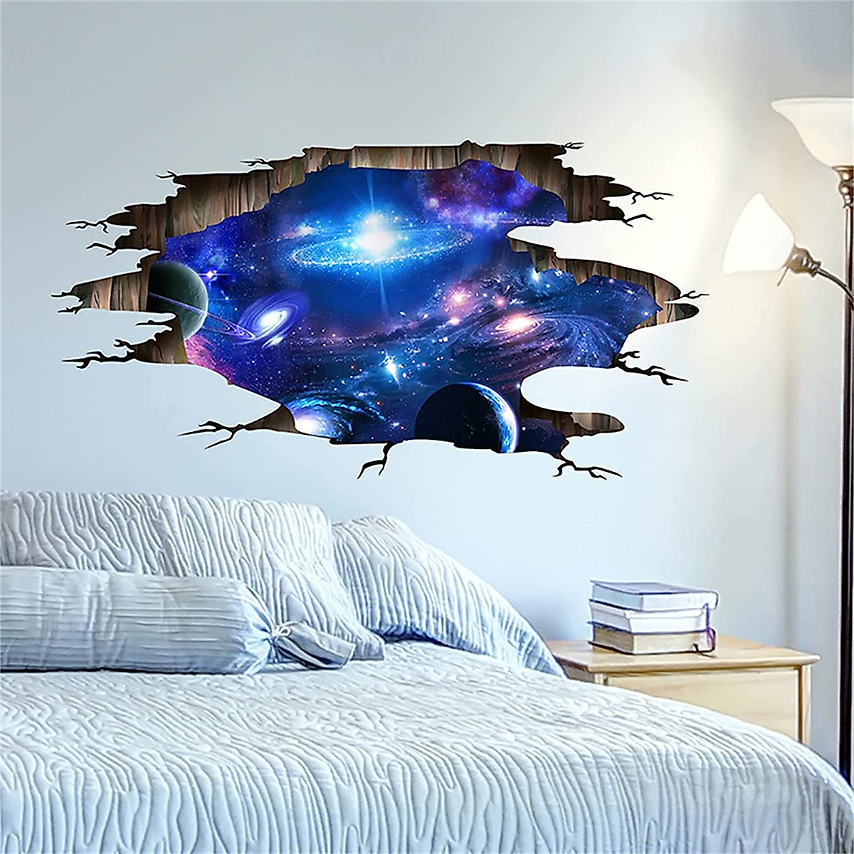 3D The Milky Way Removable Wall Decal Galaxy Stickers Cosmic Home Wall Art Decor for Boys Bedroom Nursery Baby Playroom Living Room Wall Decoration, Blue