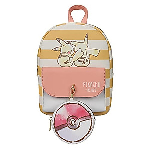 Bioworld Pokemon Sketched Pikachu with Removable Pokeball Coinpurse Women's Mini Backpack