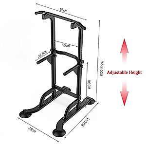 KDFJ Adjustable Height Pull Up Dip Station Power Tower Pull-ups Stand for Home Gym Strength Workout Horizontal Bars Fitness Equipment-Black