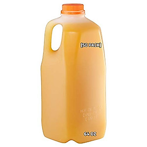 [50 PACK] Empty Plastic Juice Bottles with Tamper Evident Caps 64 OZ - Half Gallon, Smoothie Bottles - Ideal for Juices, Milk, Smoothies, Picnic's and even Meal Prep by EcoQuality Juice Containers