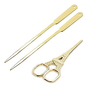 Gold Scissors and Letter Opener Set - Scissors and 2 Letter Openers, Luxury Set of Gold Office Supplies & Desk Accessories