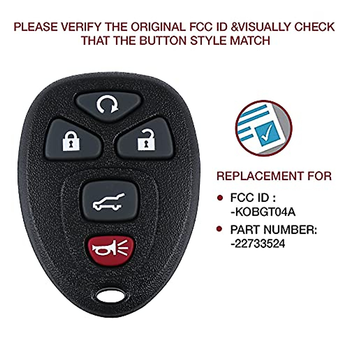 Remote Key Fob Control Replacement for 07-2016 GMC Acadia Yukon,07-2014 Chevy Tahoe Suburban Cadillac Escalade,09-2017 Chevrolet Traverse Enclave(OUC60270, OUC60221) 5btn 2 Pack