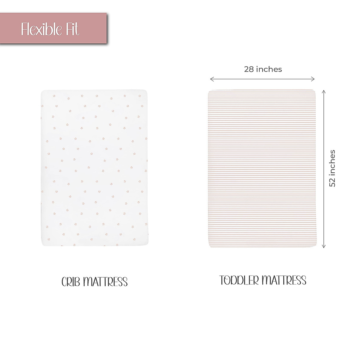 Crib Sheets Set 2 Pack - Baby Crib Sheets with 100% Jersey Cotton - Crib Sheets for Boys and Girls, Newborn Essentials (Crib, Pink Tulip)