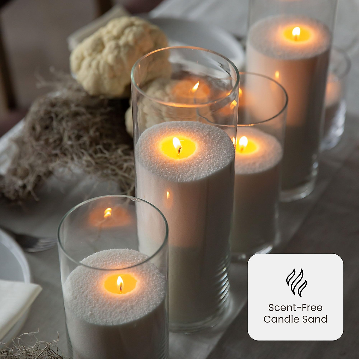 Candlera Pearled Candle Sand - 650g / 23 oz +30 Cotton Wicks, Unscented, Non-Toxic Luxury Candle Powder, Long-Lasting 80+ Hours, Eco-Friendly, Refillable White Candle with 30 Wicks Included