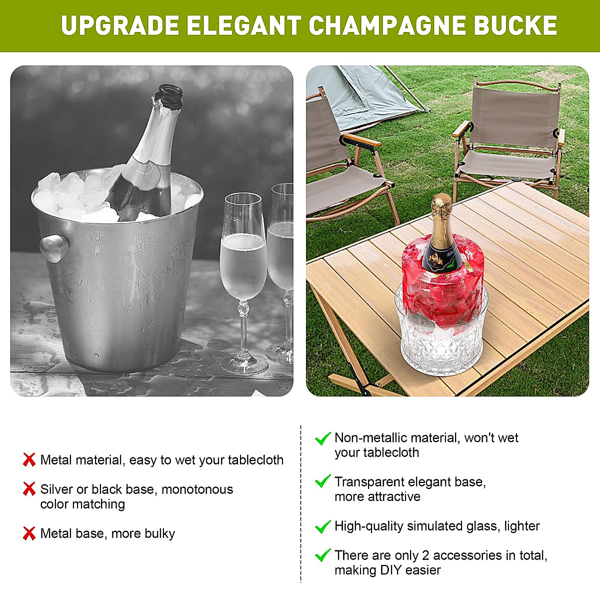 Ice Bucket Mold,Wine Bottle Chiller Ice Molds for Champagne Cocktails,Beer,Fruit Juices Ice Mold/Flowers DIY Decorations Holiday Bar Any Celebration and Party