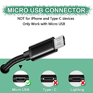 Micro USB Cable 6ft 2 Pack Long Charging Cord Nylon Braided High Speed Durable Fast Charging USB Charger Android Cable for Samsung Galaxy S7 Edge S6 S5,Android Phone,LG