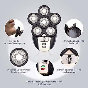 SAILHOME Electric Razor for Men- Upgrade 5 in 1 Shavers Bald Head Shaver Grooming Kit- Multifunctional Shavers- Wet & Dry Razor- Cordless Waterproof Beard Trimmer- USB Rechargeable (Big), Gray