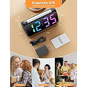 Netzu Digital Alarm Clocks for Bedrooms, Bedside Clocks with RGB Night Light, Rainbow Time, Large Display, Dual Alarm, Snooze, LED Desk Dimmable Alarm Clock for Kids Teens (Black)