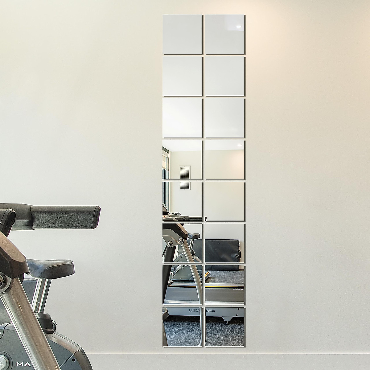 Delma Glass Full Length Wall Mirror Tiles, 14'' x 12'' x 4PCS, Frameless Full Body Mirror Tiles for Bedroom, Full Length Mirror Wall Mounted for Home Gym, Door (Glass - 14'' x 12'' - 4PCS)