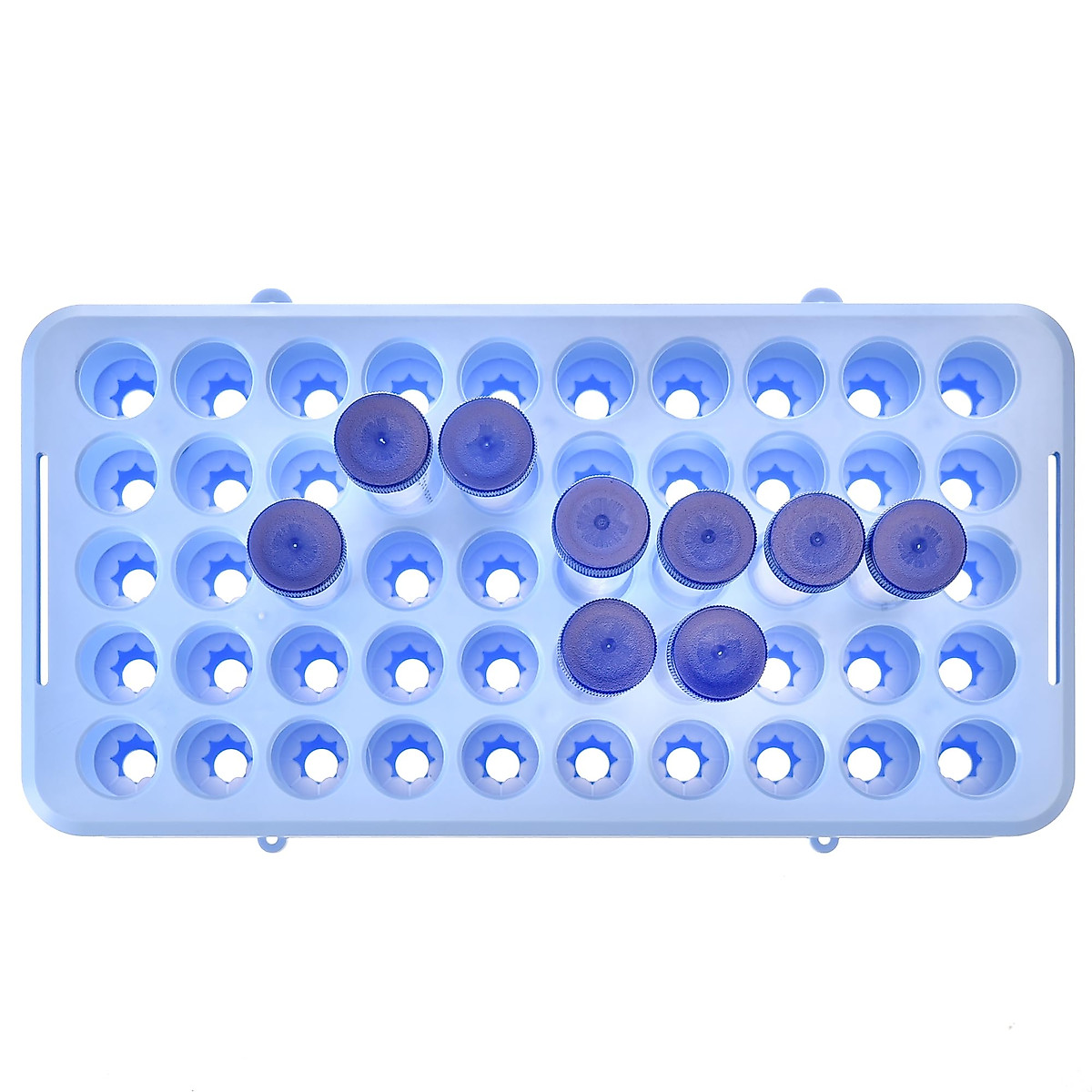 BIGLEE Plastic Test Tube Holder Rack with Silicone Pad for Test Tubes with a Diameter of Less Than 18MM, Detachable,Holes 50 (1 Pack)