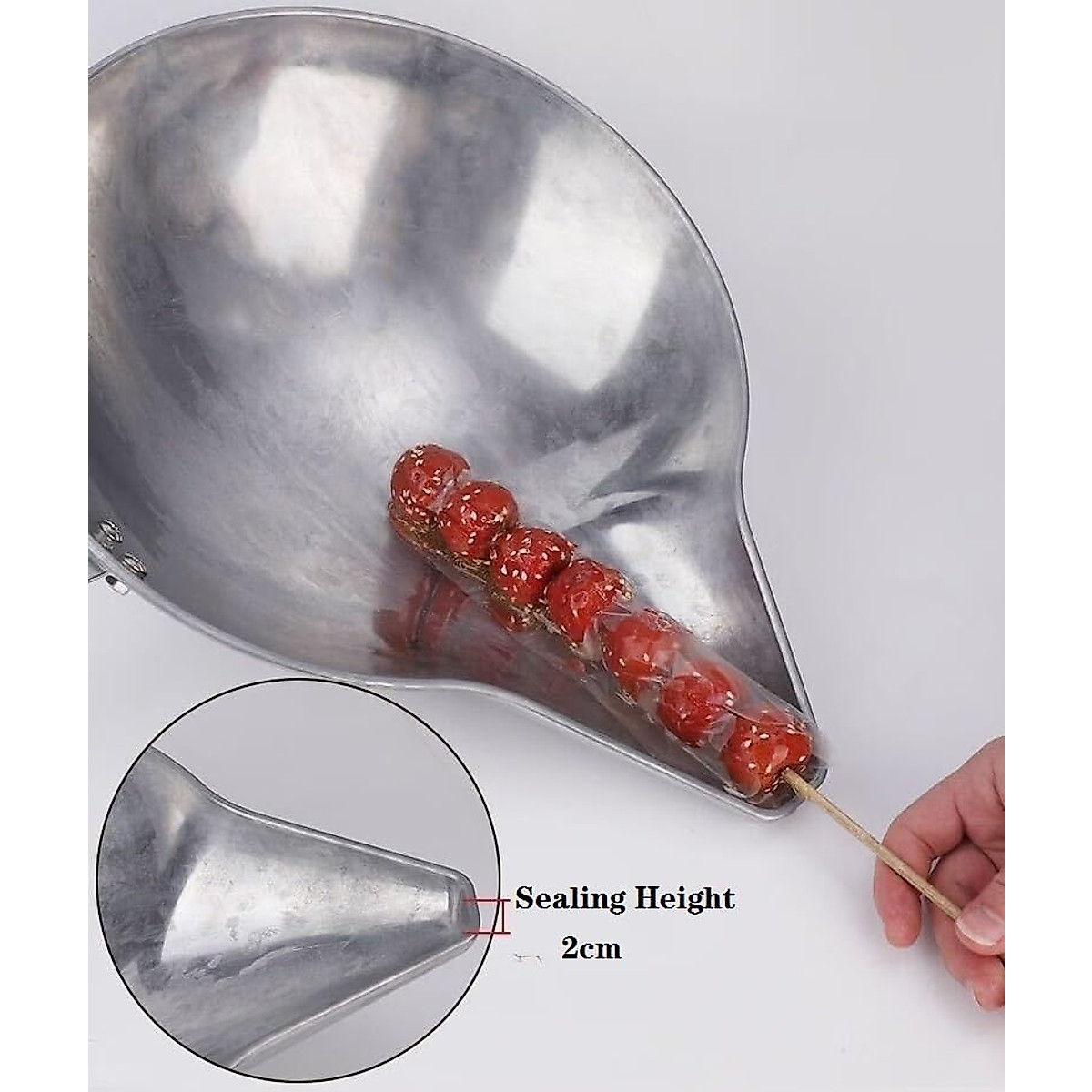 Xgxoz Candy Melting Pot, Tang Hulu Sugar Pan Sugar Dipping Pan Chocolate Melting Pot Candy Melter Candied Haws Heating Pot Iron Grilling Wok Melt Pan with Handle Aluminum pot, Silver
