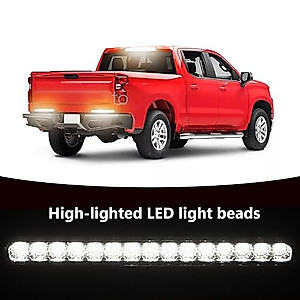 Sodcay 2 PCS Car High Brake Tail Light Strip, 15LED 12V-24V High-bright Trailer Tail Light Waterproof Assembly, Turn Tail Light, Universal Lighting Accessories for Cars (White)