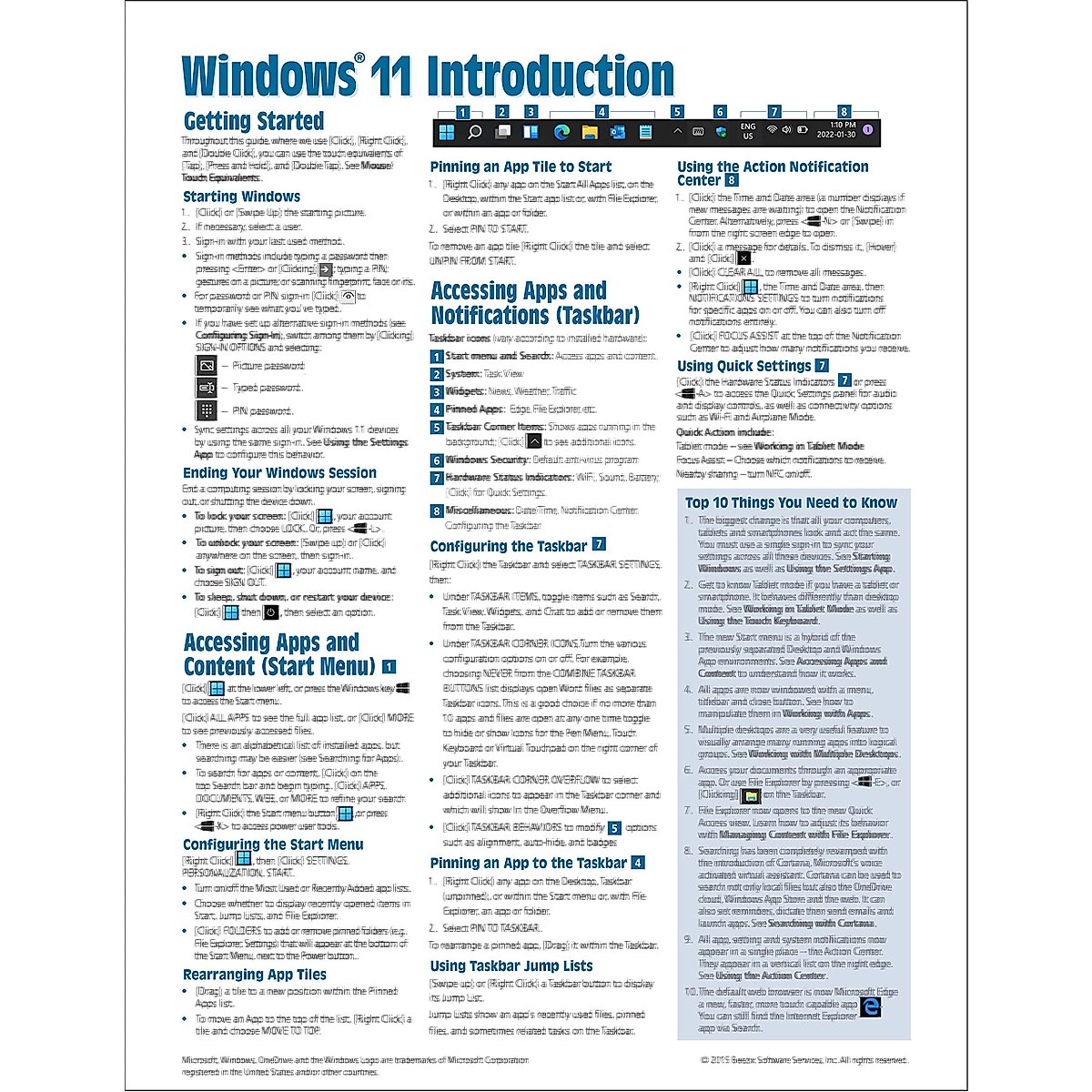 Windows 11 Introduction Quick Reference Guide (Cheat Sheet of Instructions, Tips & Shortcuts - Laminated)