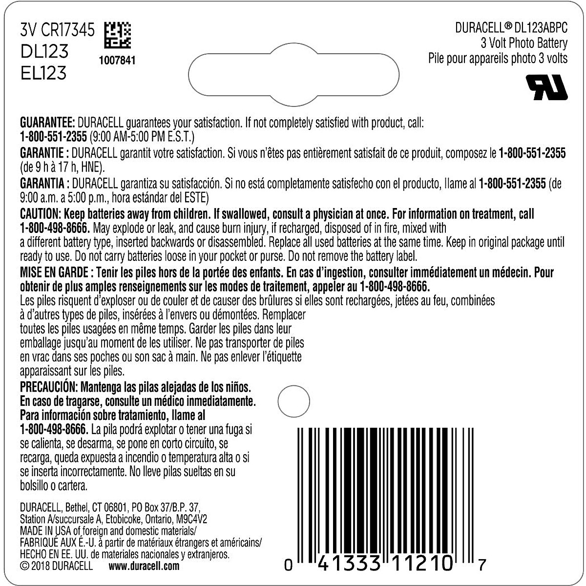 Duracell – 123 3V Lithium Photo Size Battery – long lasting battery (Pack of 36)