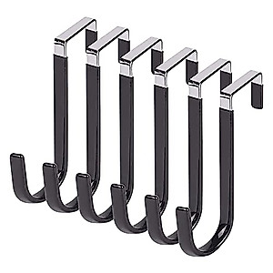 UUYYEO 6 Pcs 13cm Over The Door Hooks Bathroom Door Hooks Back of Door Towel Racks Glass Door Towel Hangers Clothes Hanging Door Hooks Black