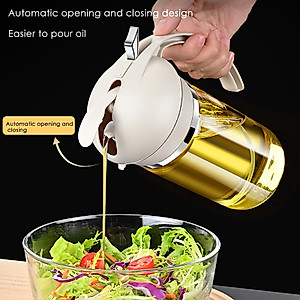 ERICAT Oil Spray Bottle, 2 in 1 Spraying and Pouring Oil Bottles, 550ml Large Capacity with Scale, Oil Sprayer Mister Dispenser, Refillable Food Grade Oil Vinegar Spritzer Sprayer Bottles for Kitchen