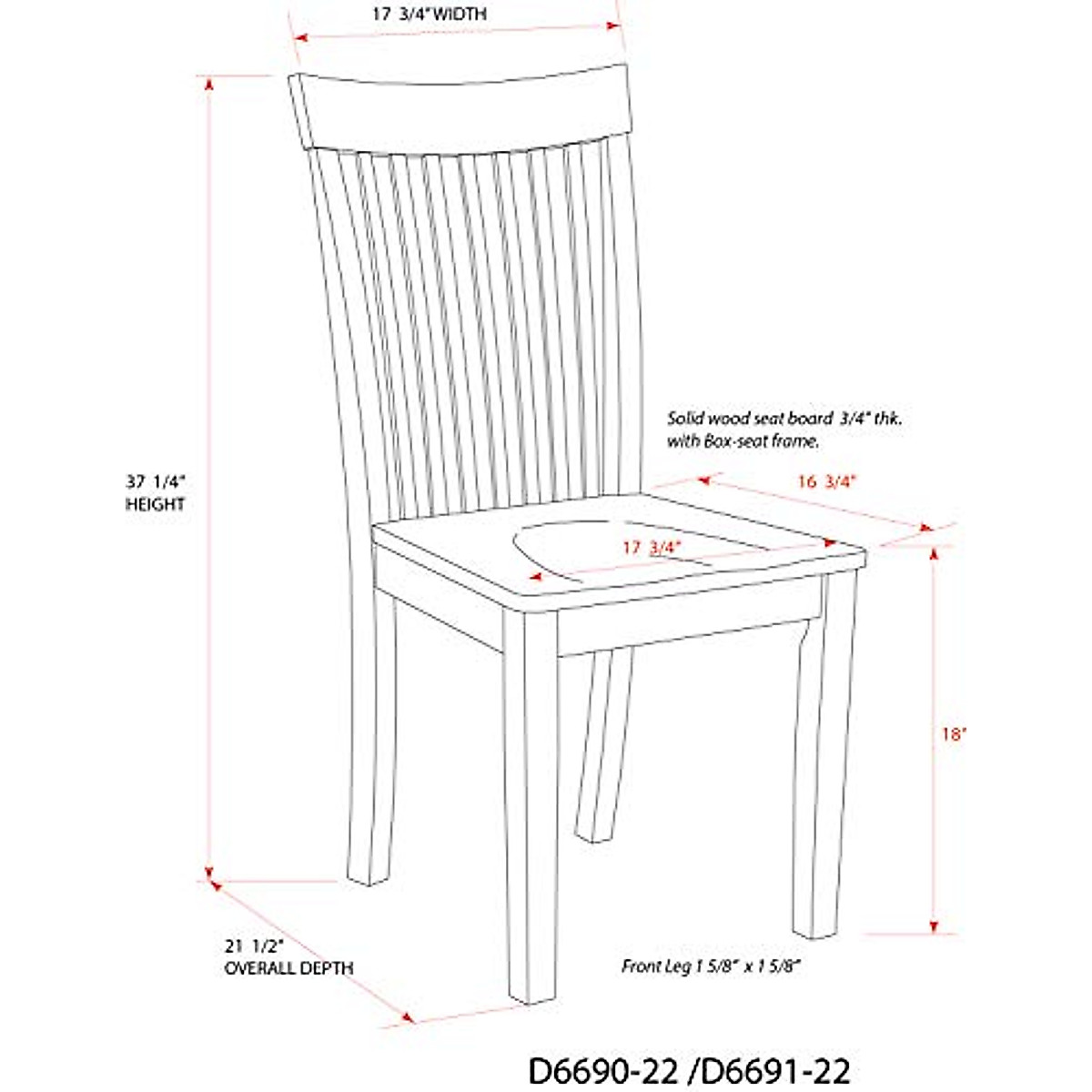 Kings Brand Furniture - Kurmer Solid Wood Dining Room Side Chairs, Set of 2, Natural Oak