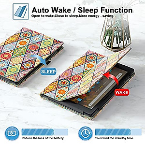 Retear Case for Amazon Kindle Fire HD 10 (ONLY fit 11th Generation 2021 Release) & Fire HD 10 Plus Tablet 10.1", Slim Folding Stand Cover with Auto Wake/Sleep & Hand Strap, Mandala Flower