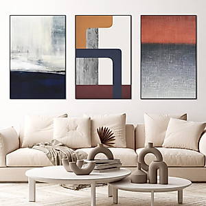FCHUI Framed Canvas Wall Art Set, Minimalism Abstract Oil Painting Photo Modern Posters Prints Ready to Decor Hanging Living Room Bedroom Bathroom Office Home Wall Decor