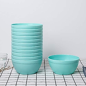 Unbreakable 30-ounce Plastic Bowls Salad Bowls Cereal Bowls - Dishwasher safe, BPA Free (12, Teal)