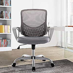 Office Desk Chair, Mid Back Lumbar Support Computer Mesh Task Chair, Grey