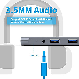 USB C HUB, 5 in 1 Type C Port Adapter with HDMI 4K, 3.5mm Audio Output, USB 3.0, USB 2.0, USB-C PD Charging, Type-C Docking Station for MacBook pro, iPad, Nintendo
