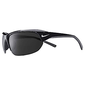 Nike Skylon Ace P Polarized Rectangular Sunglasses, Shiny Black/Silver, 69 mm