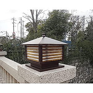 JSBDPHW European Style LED Pillar Lamp Outdoor Courtyard Garden Column Light Waterproof IP65 Aluminum Square Post Light Villa Fence Gate Decoration Landscape Light