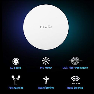 EnGenius Technologies EAP1250 Wi-Fi 5 2x2 Managed Indoor Wireless Access Point Features Repeater & Mesh Modes, MU-MIMO, High Powered 23dBm, Gigabit Port (Mounting Kit Included)