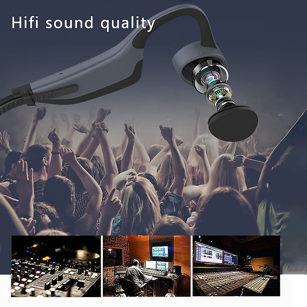 Mosonnytee Bone Conduction Headphones Swimming Headphones Underwater Waterproof Headphones for Swimming Headphones with Microphone Open Ear Headphones Workout Headphones for Sports Running