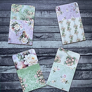 Shabby Roses Junk Journal Pockets and Card Set - Floral Scrapbook Accessories - Paper Ephemera Bundle