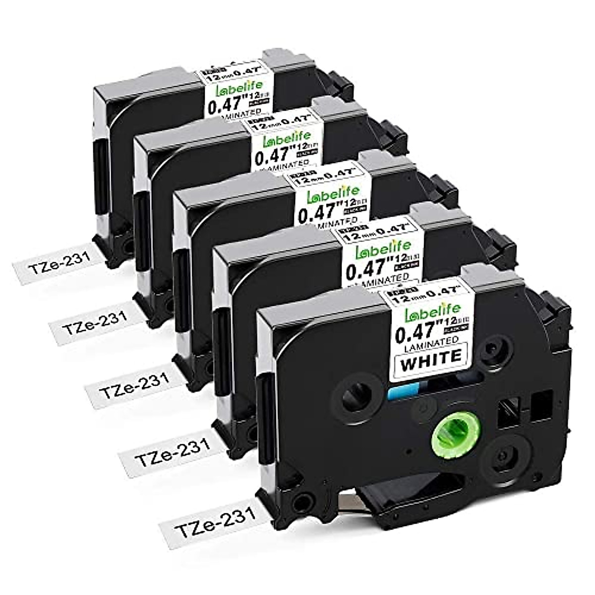 Replacement for Brother Ptouch TZe-221 9mm Label Tapes Bundle with Replace TZe-231 12mm Label Tape, Black on White, (Total 10-Pack)