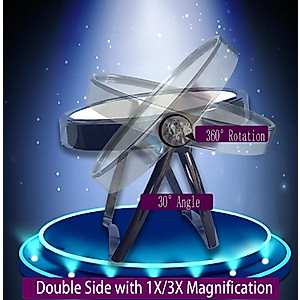 WMugthome Two-Sided 4-In/6-in with Handle Portable Round Makeup/Travel/Desk Mirror with 1X and 3X Magnification(Silver, 6inch)