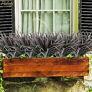 Phliofd 6Pcs Artificial Grass Fake Plants 17.3in Outdoor Plants UV Resistant Faux Greenery Stems Fake Grass for Home Window Garden Office Patio Pathway Front Porch Halloween Décor Green & Black