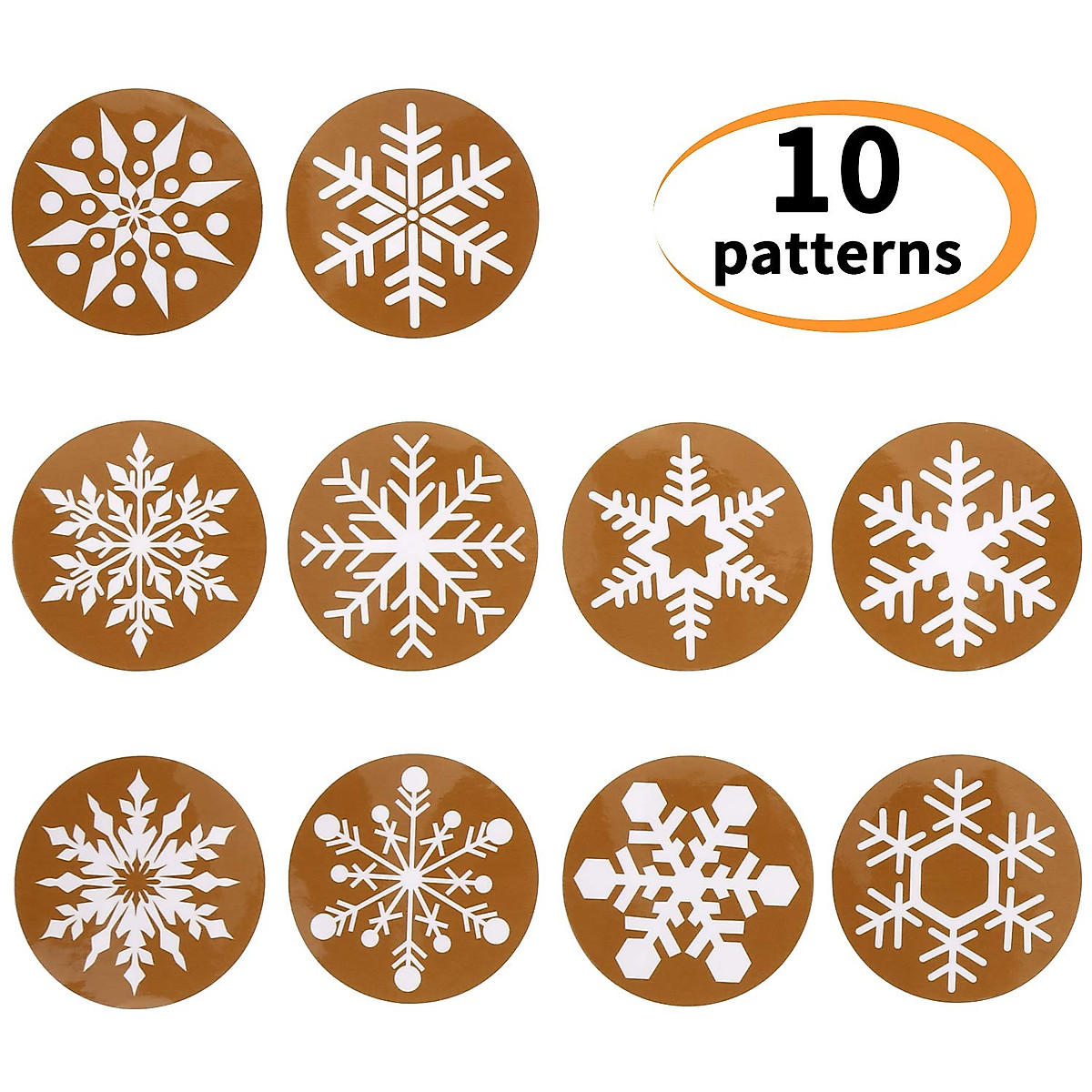 CCINEE Snowflake Stickers,Self Adhesive Snow Round Stickers for Christmas Label and Wrapping Supply,500PCS