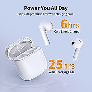 Wireless Earbuds Bluetooth Headphones 48Hrs Battery Life with Wireless Charging Case, IPX7 Waterproof Semi-in-Ear Earphones Clear Call Power Display Built-in Mic Stereo Headset for iPhone/Android