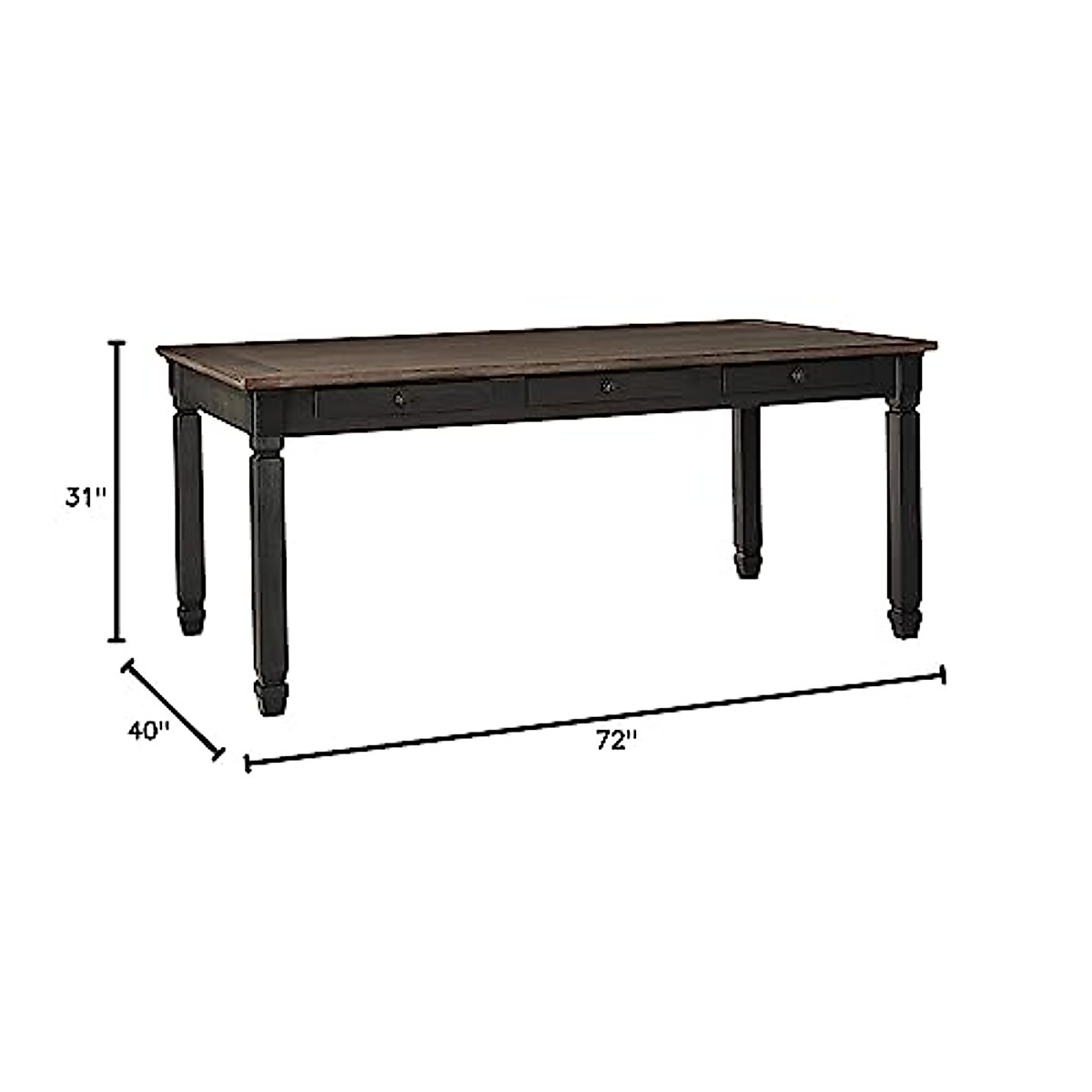 Signature Design by Ashley Tyler Creek Farmhouse Dining Table with Drawers, Seats up to 6, Almost Black
