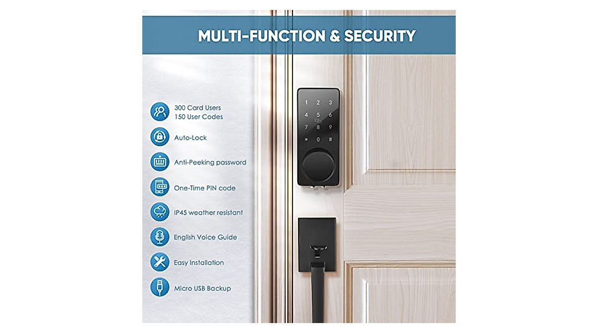4-in-1 Smart Keyless Door Lock: App, Auto-Lock & Easy Install