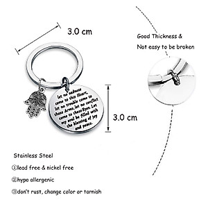 Gzrlyf Hand of Hamsa Keychain Let No Sadness Come to This Heart Hamsa Prayer Gifts (Keychain)