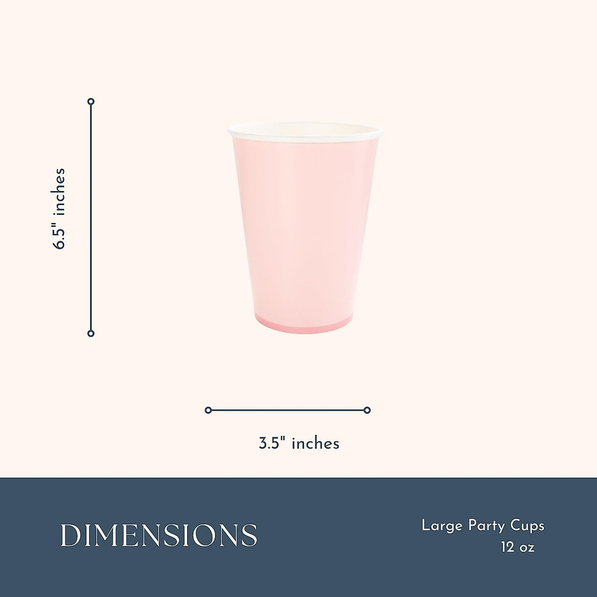 Bonjour Fete Light Pink Premium Paper Party Cups, | Disposable Cups For Baby Shower, Princess Theme, Bridal Shower, Happy Birthday Decorations | Party Supplies Decorations, Pack Of 8, 12oz