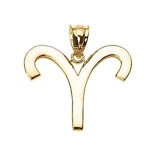 14K White Gold Aries Zodiac Astrological Sign Charm Personalized Pendant