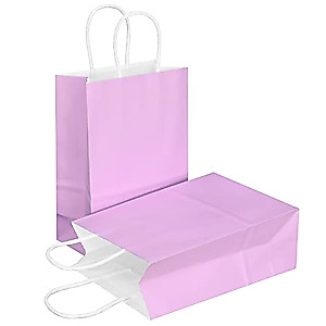 AZOWA Gift Bags Small Kraft Paper Bags with Handles (6.3 x 3.1 x 8.6 in, Pastel Purple, 12 CT)