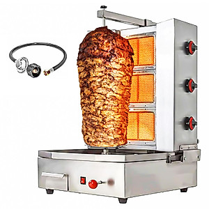 Li Zhen 3 Burners Shawarma Machine Commercial Chicken Shawarma Machine Gyro Grill Rotating Kebab Machine for Commercial Kitchen Use, Silver,41.9 lbs.