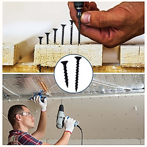 JEGONFRI High Hardness Drywall Screws Assortment Kit, 166 pcs, Coarse Thread, Phillips Drive, Black Wood Screws, Screws Assortment, Screws Set, 6 Sizes (3”,2”,1-1/2”,1-1/4”,1”,3/4”)