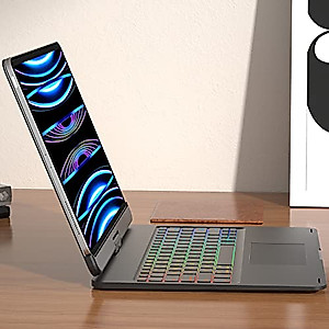 Kolude iPad Pro 12.9 Case with Keyboard for iPad Pro 12.9 inch (2022 6th, 2021 5th, 4th and 3rd Generation) Magnetic Keyboard Multi-Touch Trackpad 360° Rotatable Black Color