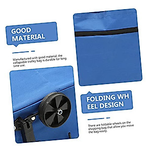 GARVALON storage bag with wheels folding grocery bag groceries trolley bags laundry cart shopping storage bag grocery cart bags laundry bag backpack shopping pouch girl heavy Metal suitcase